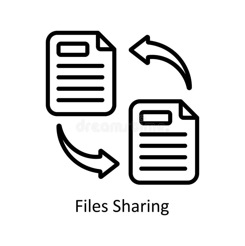 Files Sharing Vector Outline Icon Design Illustration. Business and ...