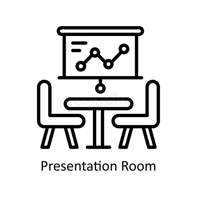 Presentation Room Vector Outline Icon Design Illustration. Business and Management Symbol on ...