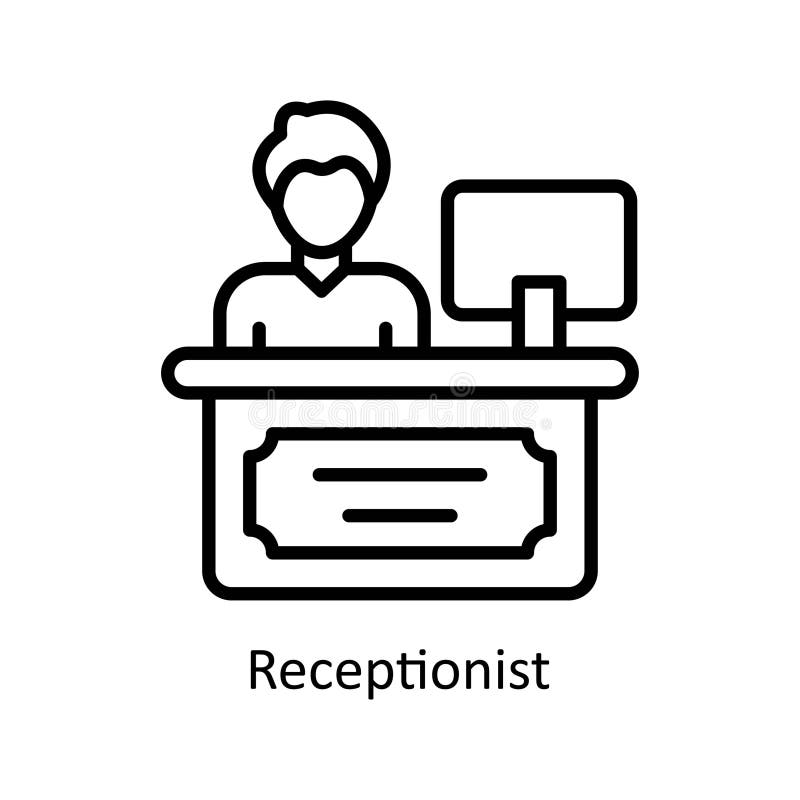 Receptionist Vector Outline Icon Design Illustration. Business and ...