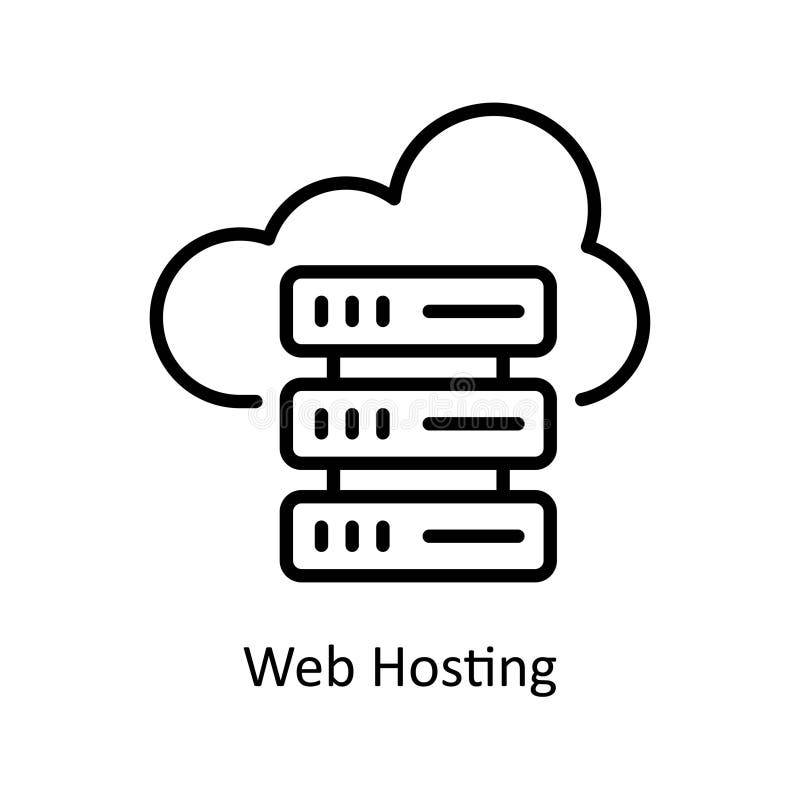 Web Hosting Vector Outline Icon Design Illustration. Business and ...
