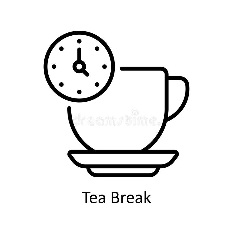 Tea Break Vector Filled Outline Icon Design Illustration. Business and ...