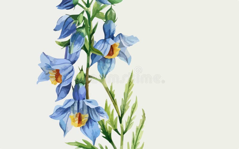 Aconitum Flower Watercolor Art and Illustration Created with AI Use Any ...
