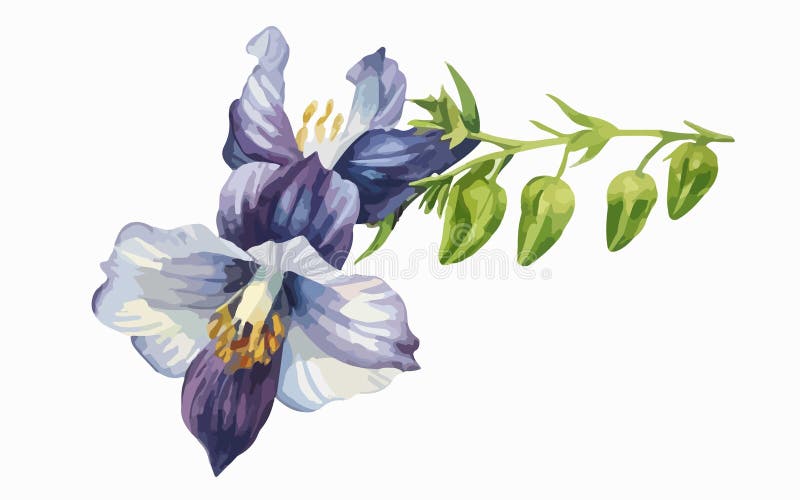 Aconitum Flower Watercolor Art and Illustration Created with AI Use Any ...