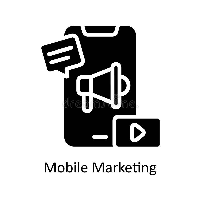 Mobile Marketing Vector Solid Icon Design Illustration. Business and ...