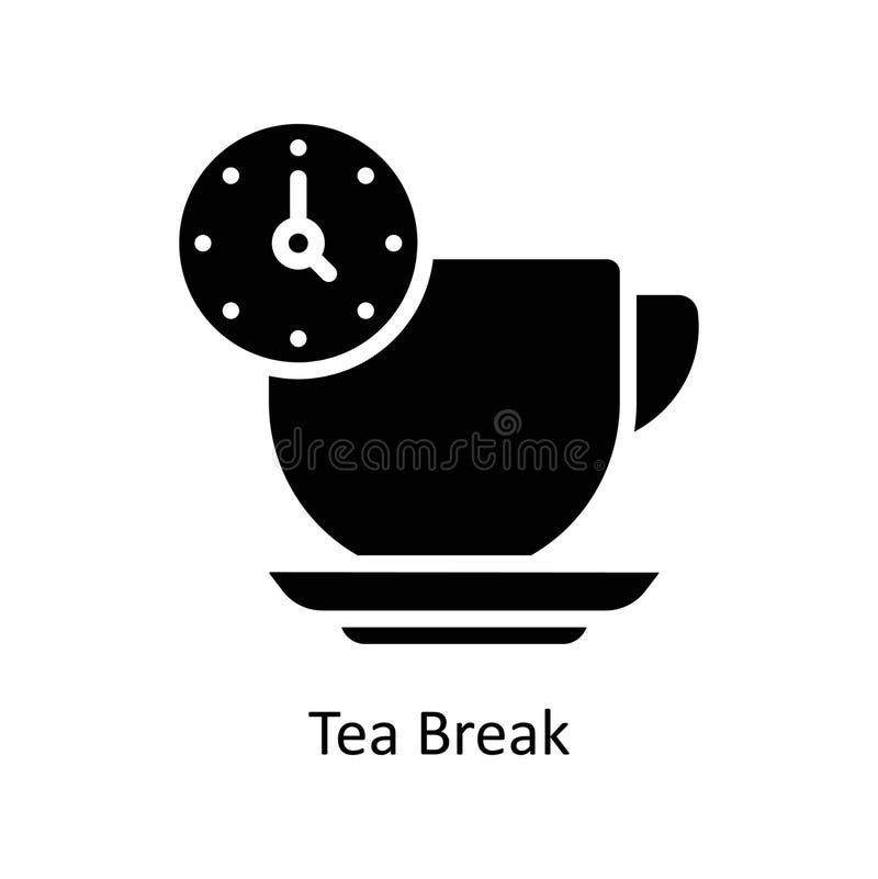Tea Break Vector Solid Icon Design Illustration. Business and ...