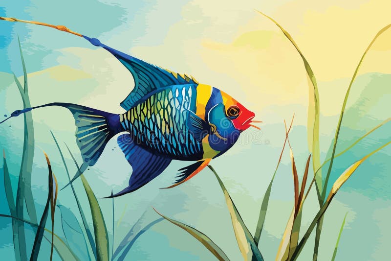 Angelfish Watercolor Art and Illustration Created with AI Use Any Kinds ...