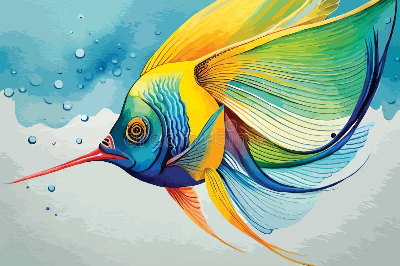 Angelfish Watercolor Art and Illustration Created with AI Use Any Kinds ...