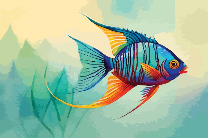 Angelfish Watercolor Art and Illustration Created with AI Use Any Kinds ...
