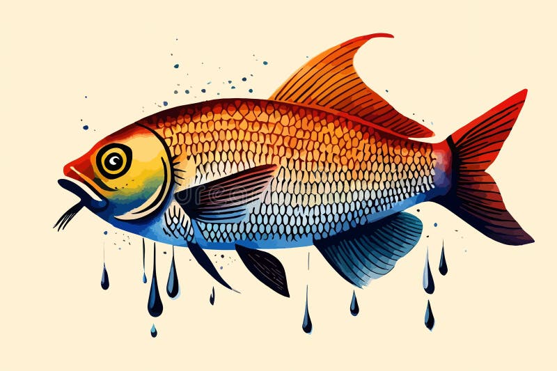 Carp Fish Watercolor Art and Illustration Created with AI Use Any Kinds ...