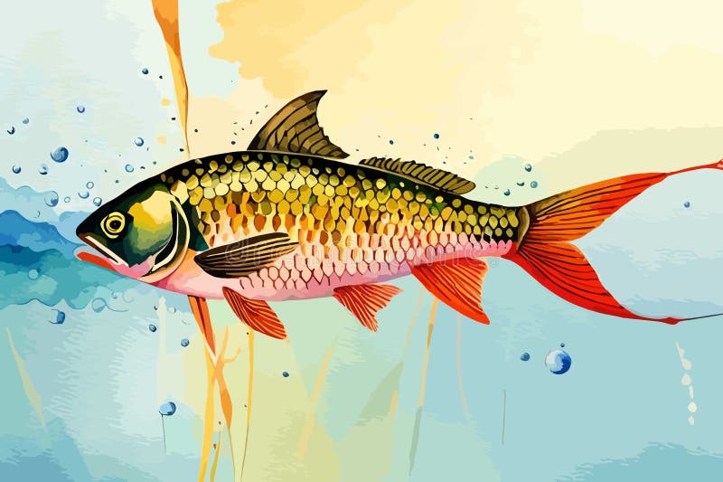 Carp Fish Watercolor Art and Illustration Created with AI Use Any Kinds ...