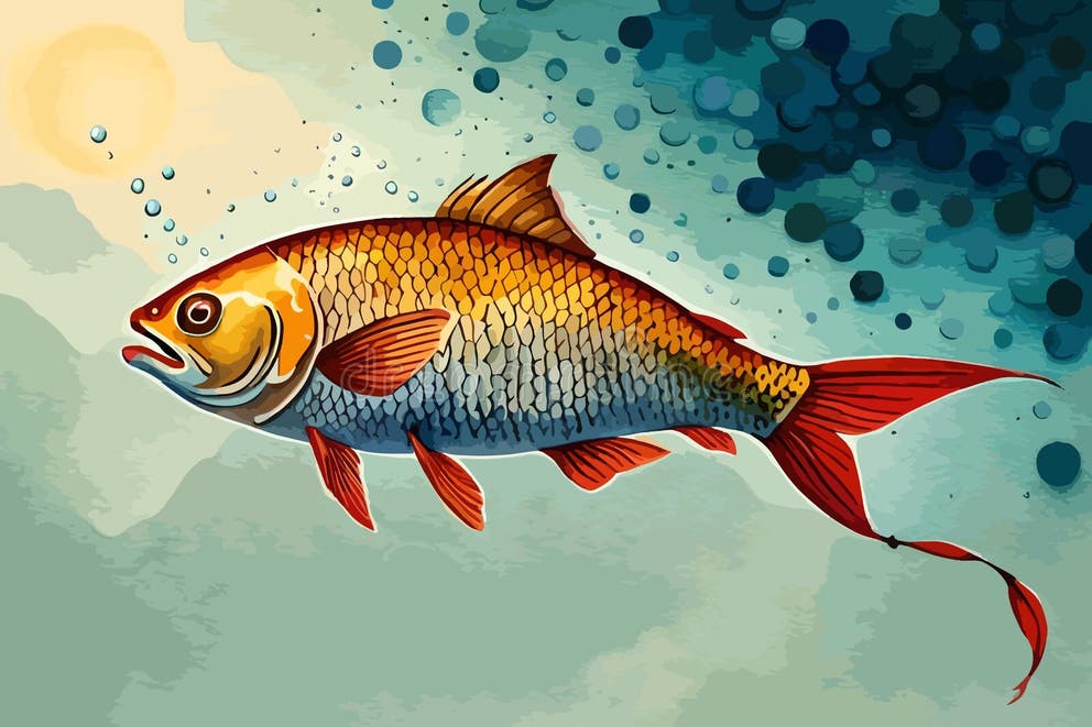 Carp Fish Watercolor Art and Illustration Created with AI Use Any Kinds ...