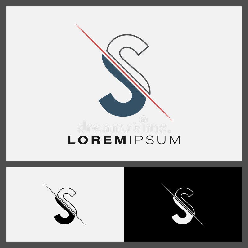 Letter S Cutting Logo Icon with Line Cut in the Middle. Creative ...