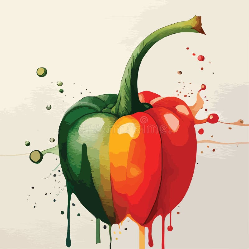 Capsicum Watercolor Art & Illustration on Nice Background AI Genereted ...