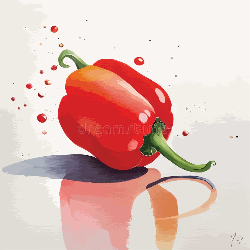 Capsicum Watercolor Art & Illustration on Nice Background AI Genereted ...
