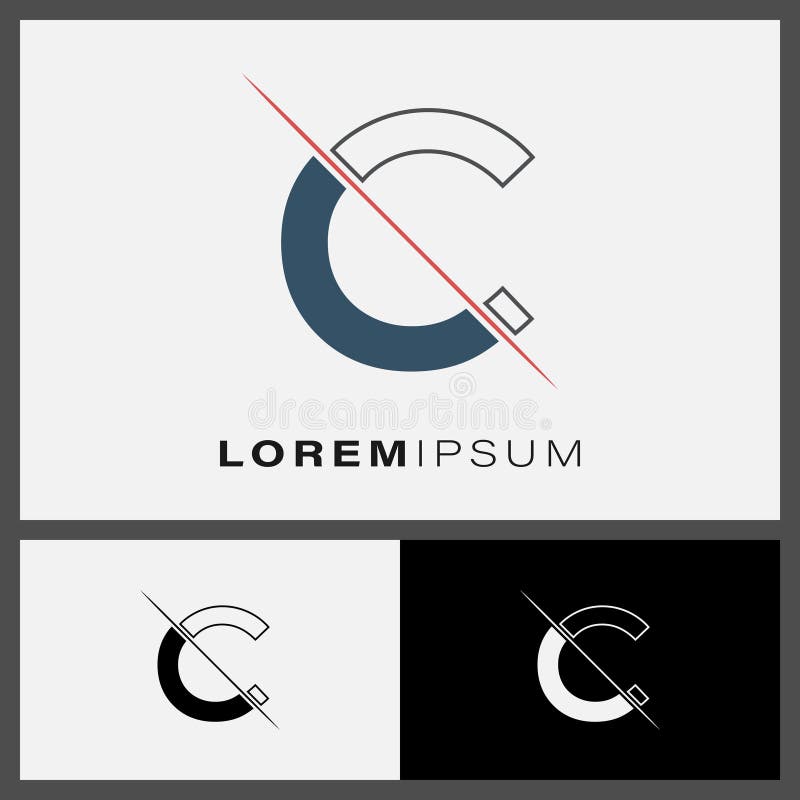 Letter C Cutting Logo Icon with Line Cut in the Middle. Creative ...
