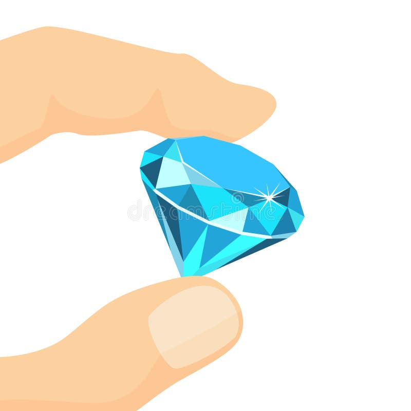 Hand Holding Diamond Isolated on White Background. Stock Vector ...