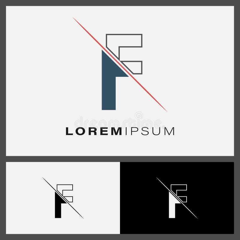 Letter F Cutting Logo Icon with Line Cut in the Middle. Creative ...