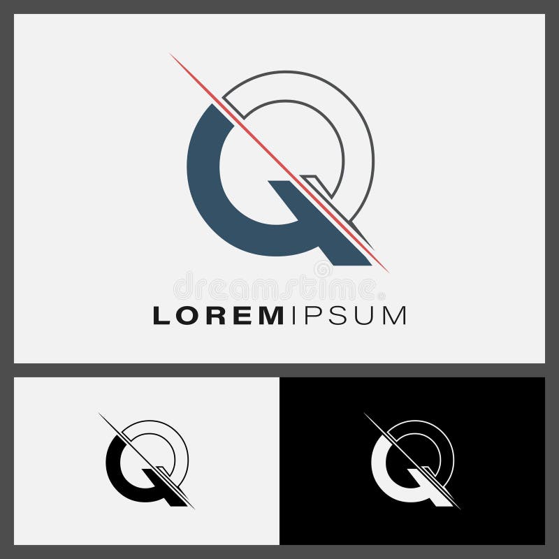 Letter Q Cutting Logo Icon with Line Cut in the Middle. Creative ...