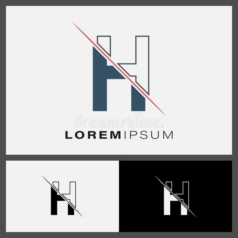 Letter H Cutting Logo Icon with Line Cut in the Middle. Creative ...
