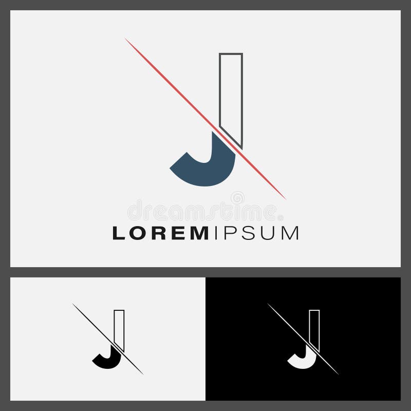 Letter J Cutting Logo Icon with Line Cut in the Middle. Creative ...
