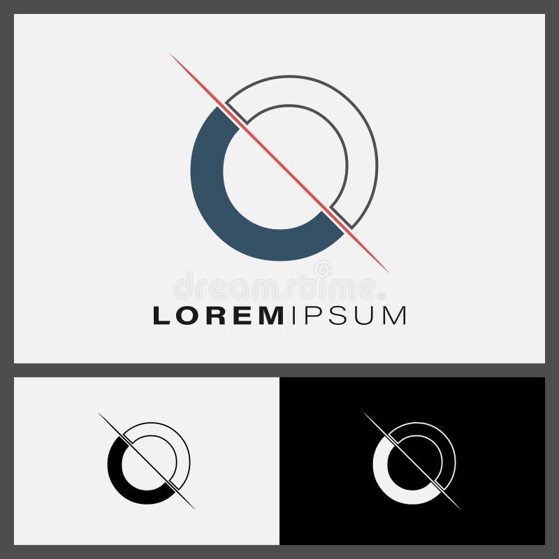 Letter O Cutting Logo Icon with Line Cut in the Middle. Creative ...