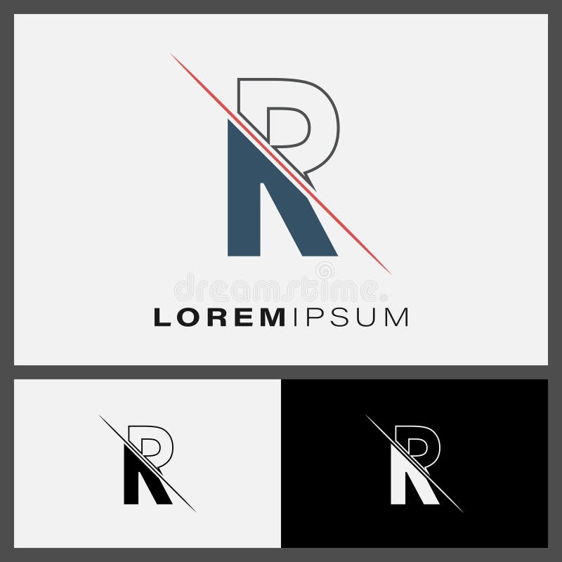 Letter R Cutting Logo Icon with Line Cut in the Middle. Creative ...