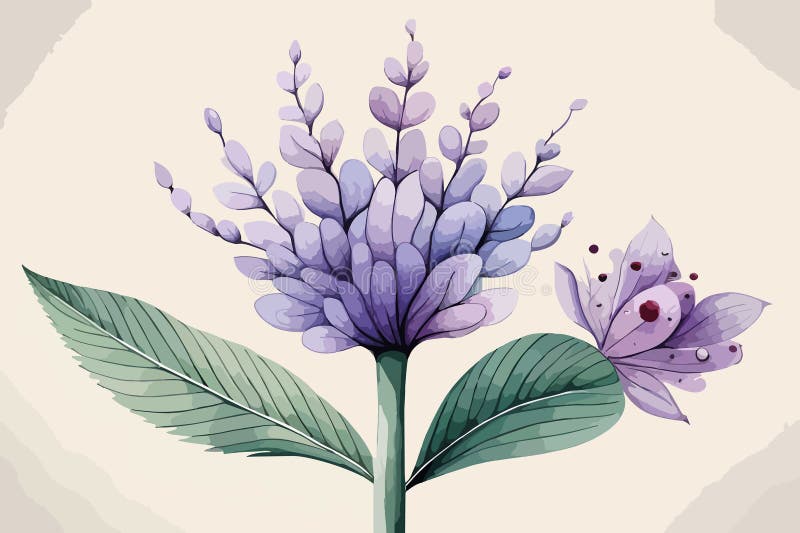Lavender Set Vector Watercolor. Beautiful Floral Bouquets Isolated on ...