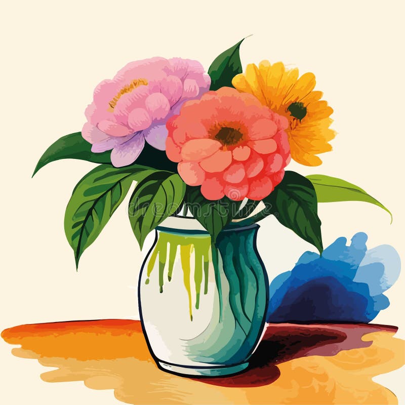 Flower Vage Vector Watercolor. Beautiful Floral Bouquets Isolated on ...