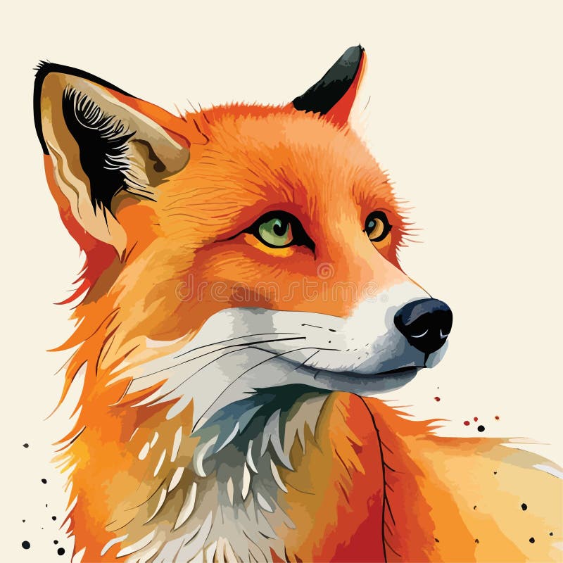 A Vibrant Watercolor Fox Illustration, Watercolor Illustration a Fox ...