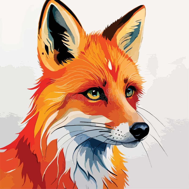 A Vibrant Watercolor Fox Illustration, Watercolor Illustration a Fox ...