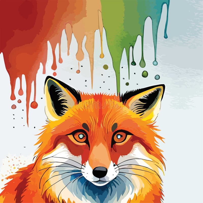 A Vibrant Watercolor Fox Illustration, Watercolor Illustration a Fox ...