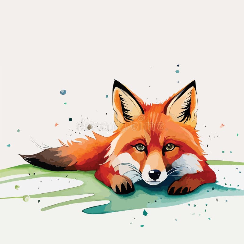 A Vibrant Watercolor Fox Illustration, Watercolor Illustration a Fox ...