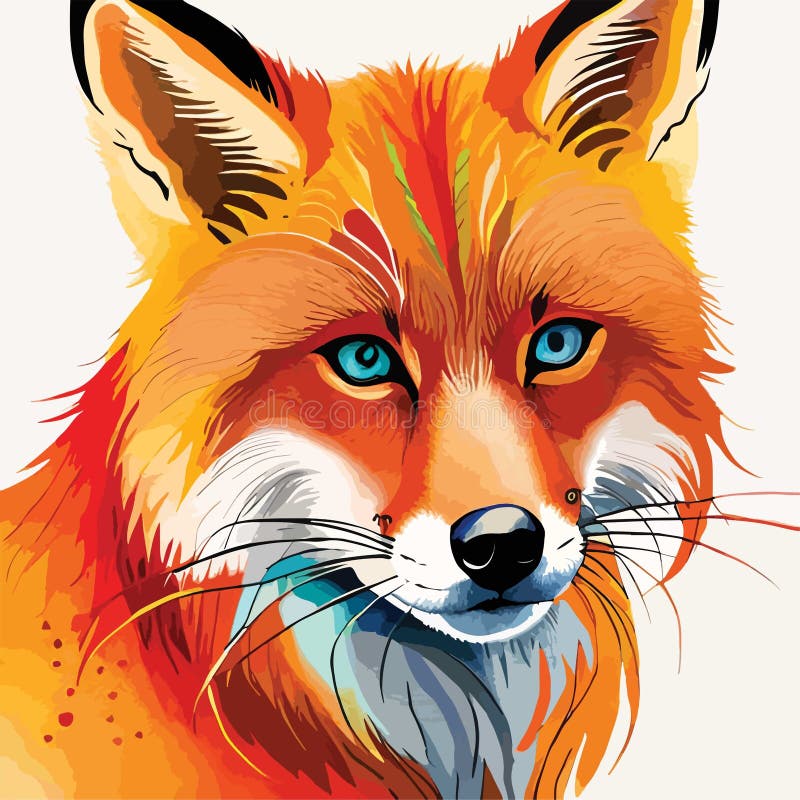 A Vibrant Watercolor Fox Illustration, Watercolor Illustration a Fox ...
