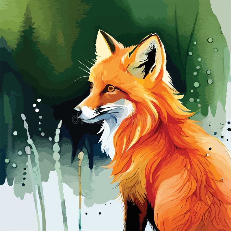 A Vibrant Watercolor Fox Illustration, Watercolor Illustration a Fox ...