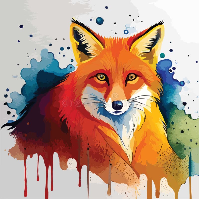 A Vibrant Watercolor Fox Illustration, Watercolor Illustration a Fox ...
