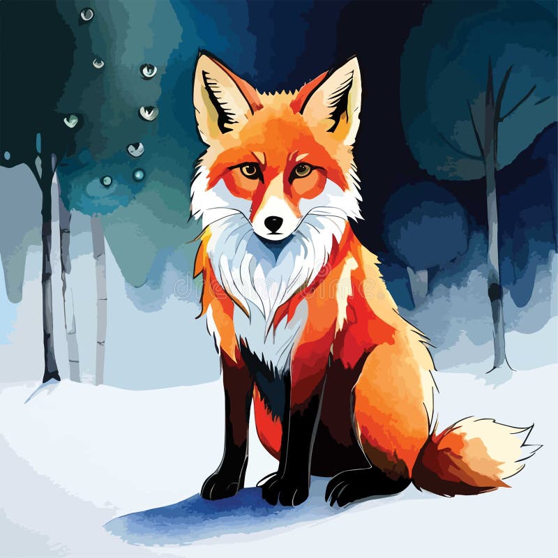 A Vibrant Watercolor Fox Illustration, Watercolor Illustration a Fox ...