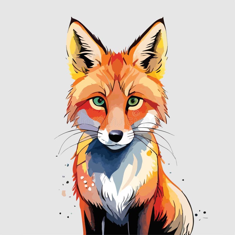 A Vibrant Watercolor Fox Illustration, Watercolor Illustration a Fox ...