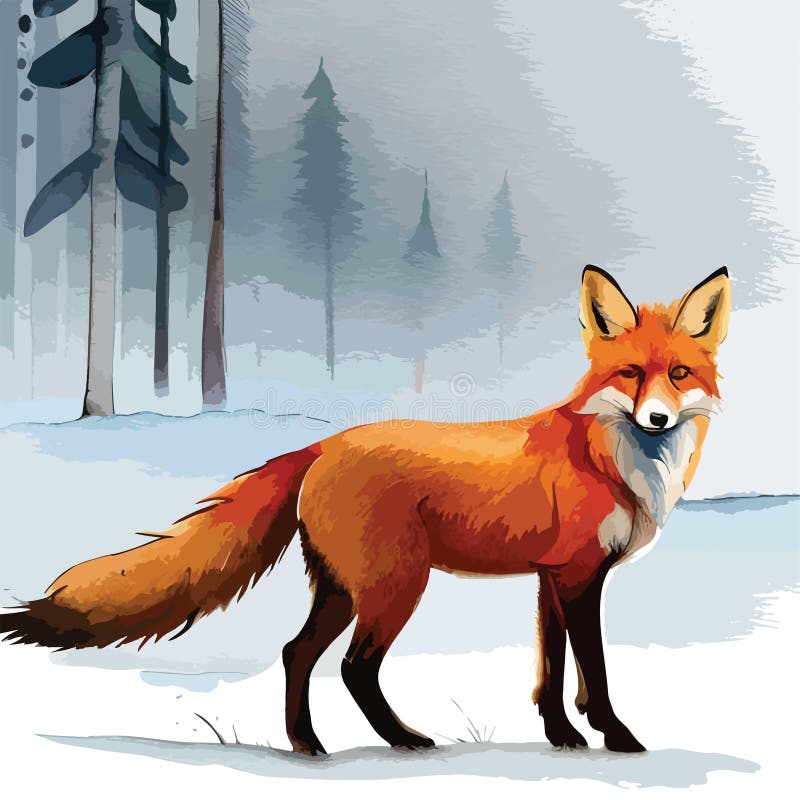 A Vibrant Watercolor Fox Illustration, Watercolor Illustration a Fox ...