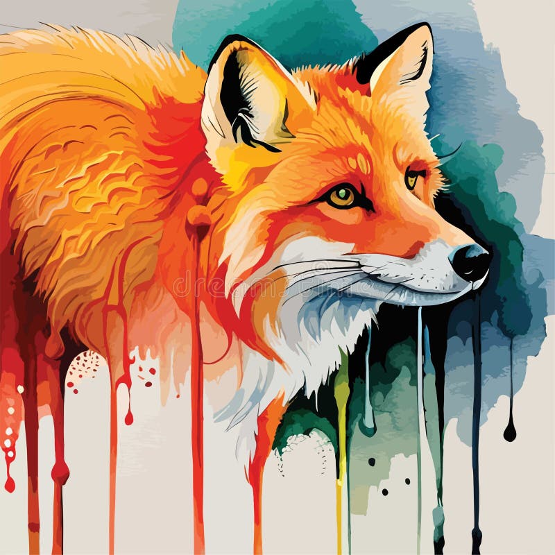 A Vibrant Watercolor Fox Illustration, Watercolor Illustration a Fox ...