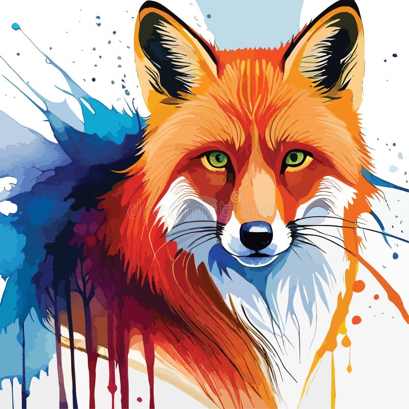 A Vibrant Watercolor Fox Illustration, Watercolor Illustration a Fox ...