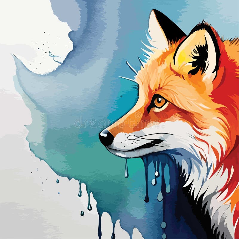A Vibrant Watercolor Fox Illustration, Watercolor Illustration a Fox ...