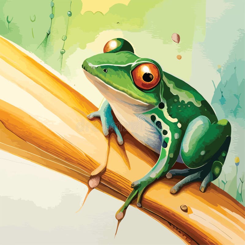 Frog Watercolor Illustration Painting Isolated on White Background Frog ...