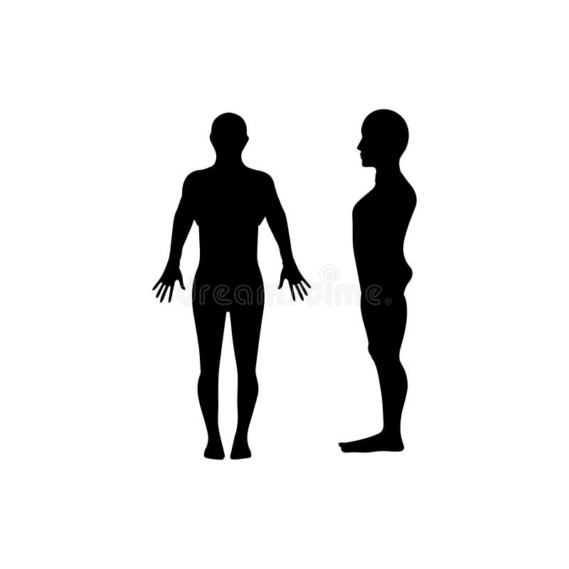 Human Full Body Icon Illustrations . Black Silhouettes of Men and Women ...
