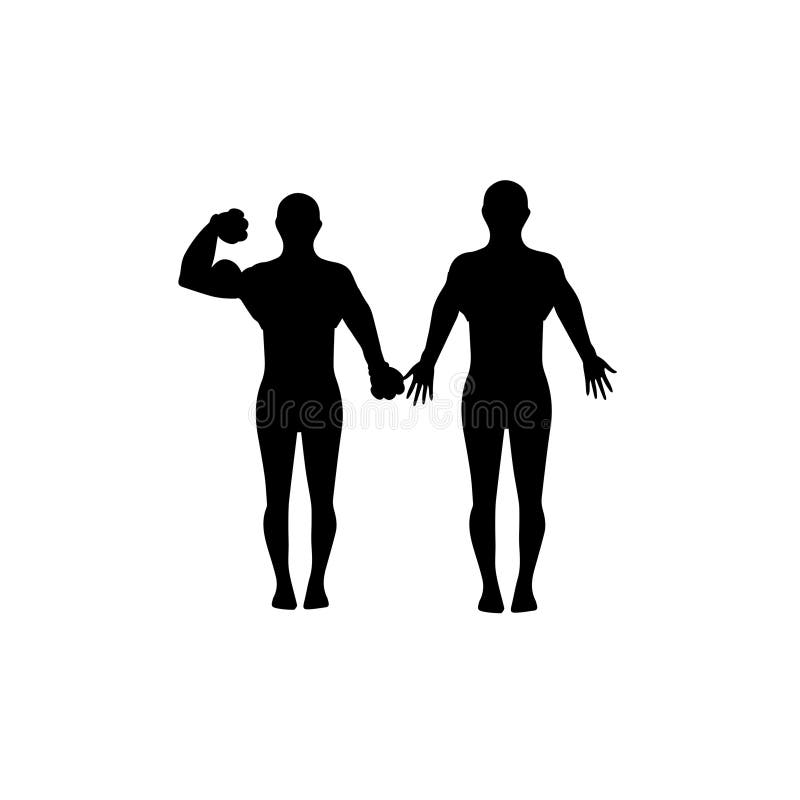 Human Full Body Icon Illustrations . Black Silhouettes of Men and Women ...