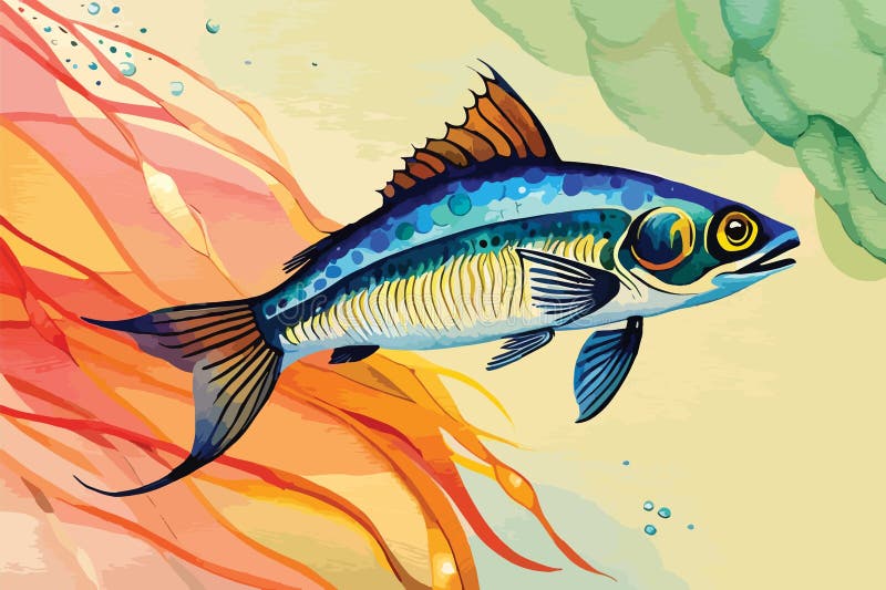 Goby Fish Watercolor Vector Art Illustration.fishes in Digital AI ...