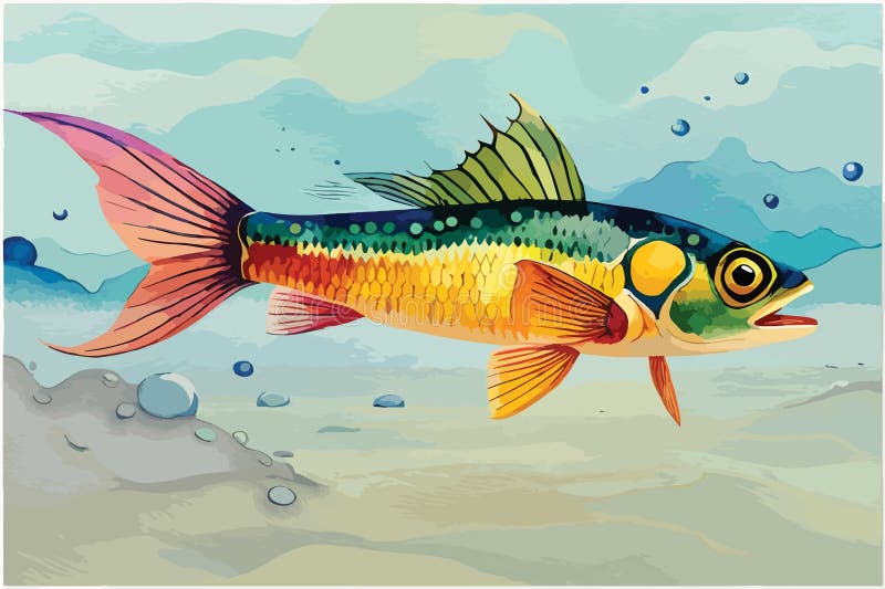 Goby Fish Watercolor Vector Art Illustration.fishes in Digital AI ...