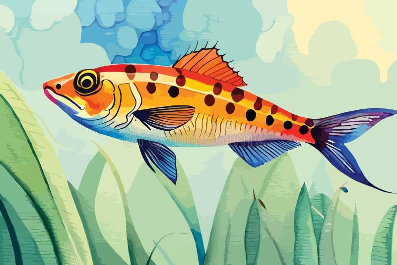 Goby Fish Watercolor Vector Art Illustration.fishes in Digital AI ...