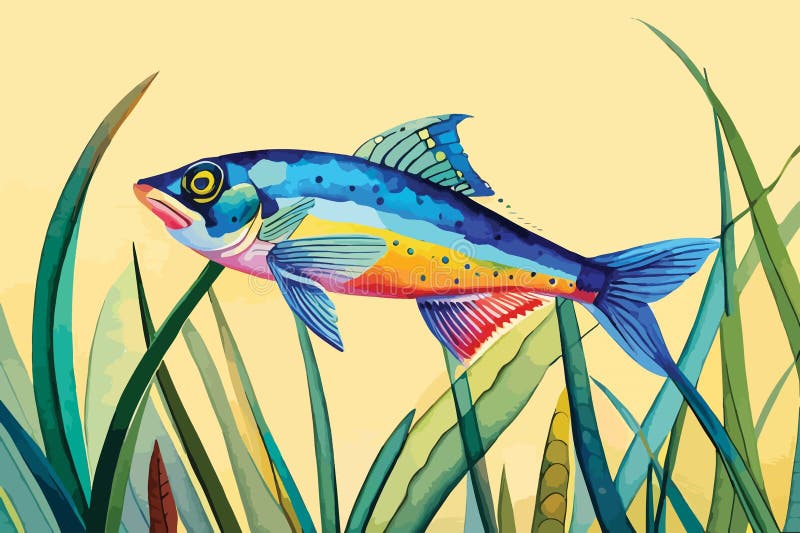 Goby Fish Watercolor Vector Art Illustration.fishes in Digital AI ...
