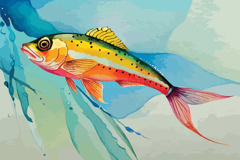 Goby Fish Watercolor Vector Art Illustration.fishes in Digital AI ...