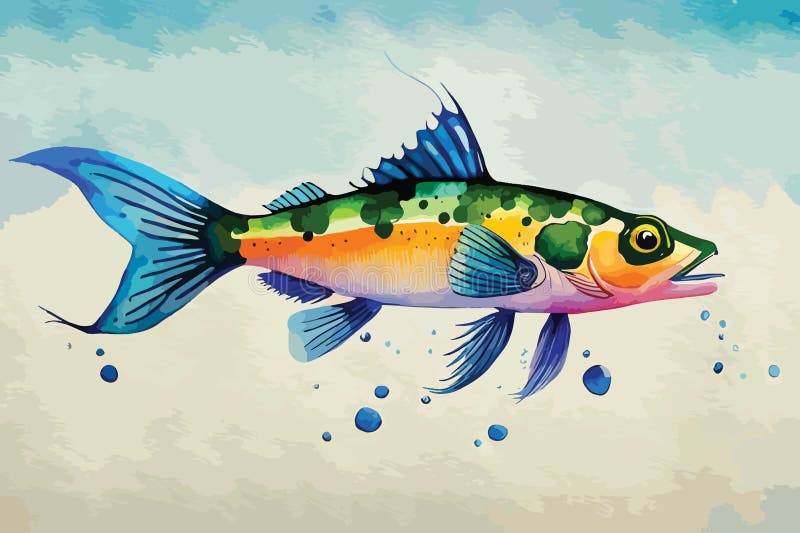 Goby Fish Watercolor Vector Art Illustration.fishes in Digital AI ...